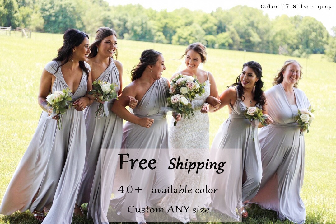 Bridesmaid Dress，silver Grey Infinity Dress Convertible Formal,wrap ...