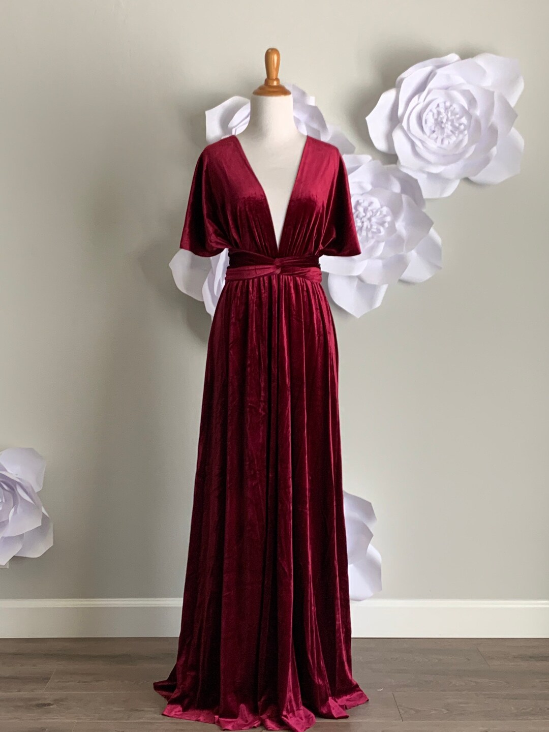 Wine Velvet Dress ,velvet Bridesmaid Dress , Velvet Long Infinity Dress ...