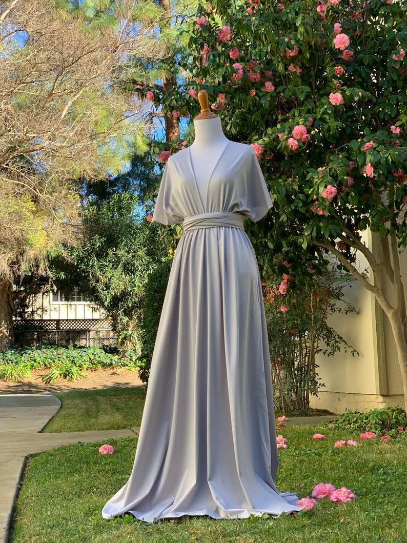Silver Gray Bridesmaid Dress Infinity Dress Wrap Dress | Etsy