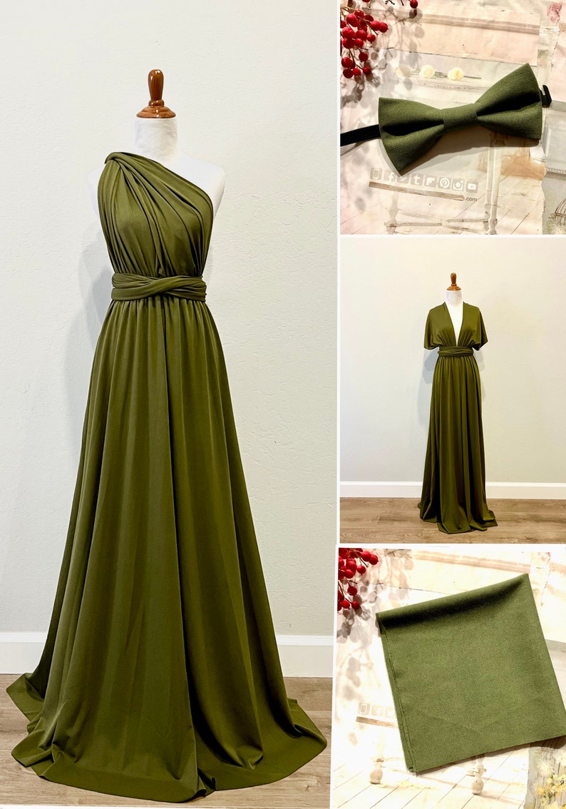 Olive Green Bridesmaid Dress Infinity Dress Wrap Dress - Etsy