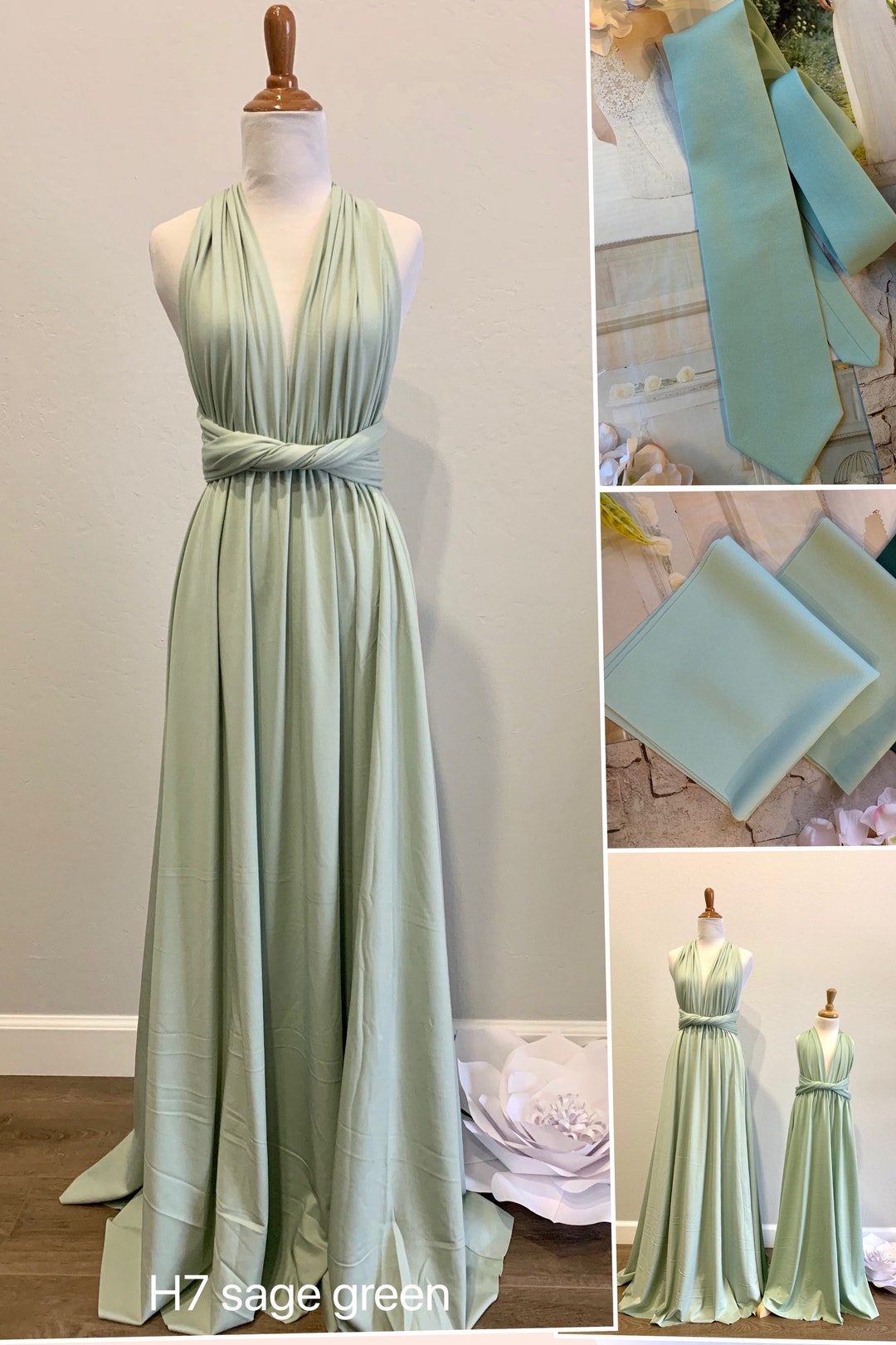 Sage Green Bridesmaid Dress Infinity Dress Wrap Dress Convertible Dress ...