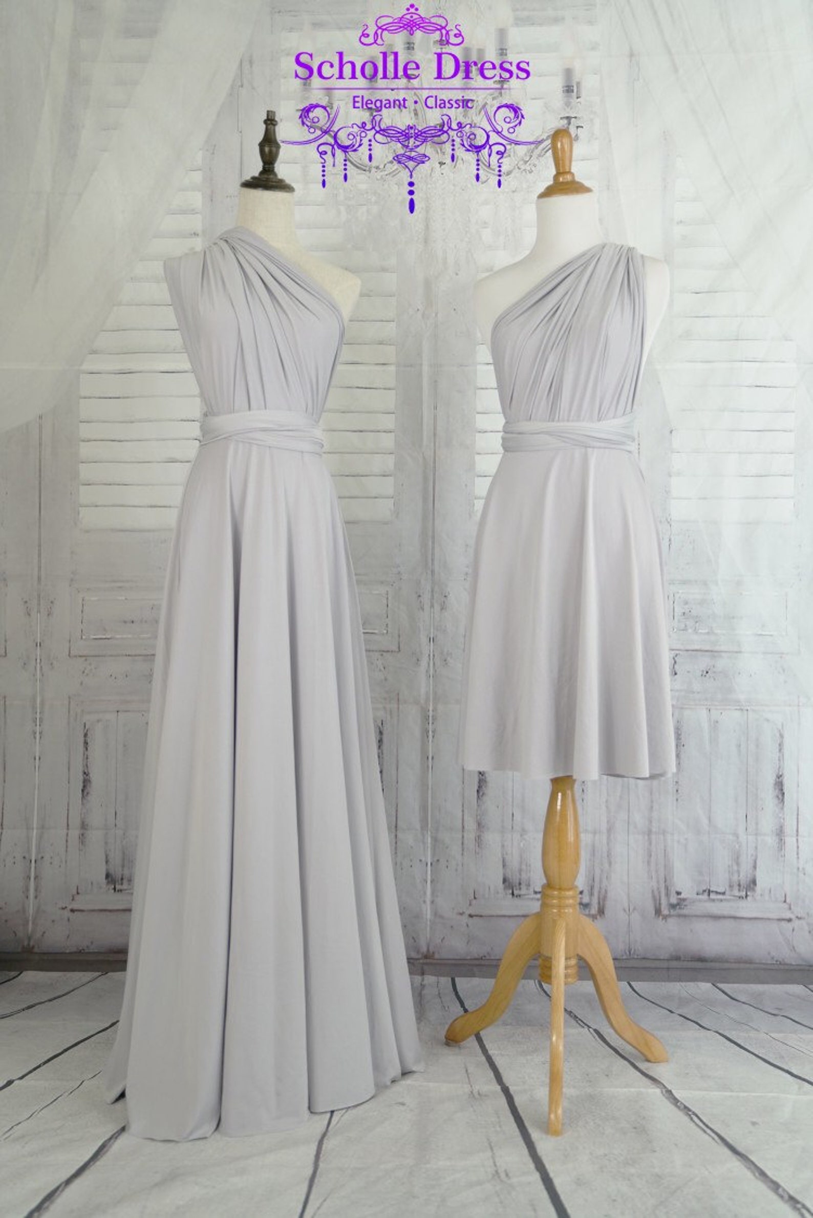 Bridesmaid Dresssilver Grey Infinity Dress Convertible - Etsy