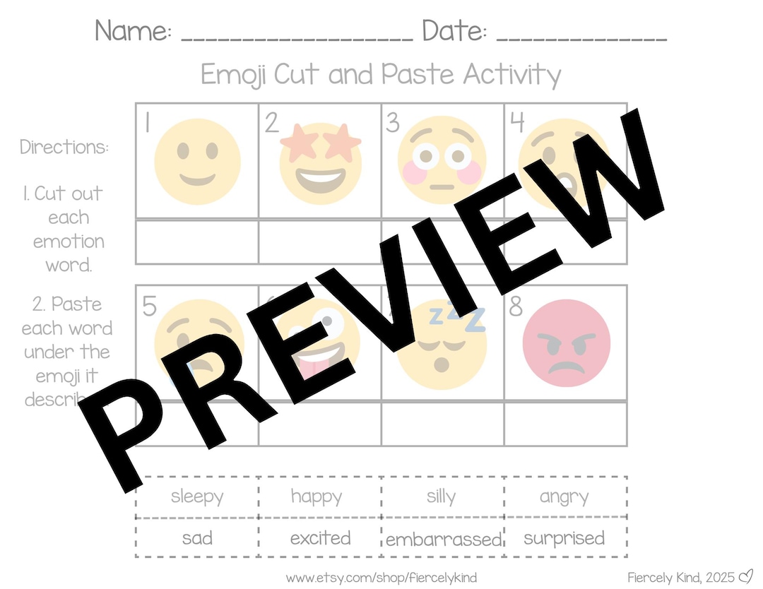 Emoji Cut and Paste Activity, Sel for Kids, Social Emotional Learning ...