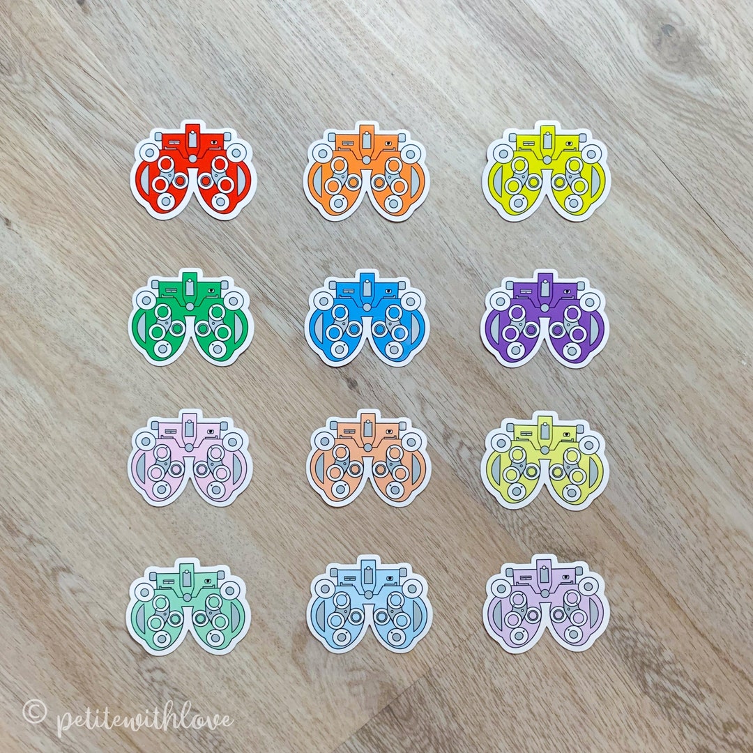Pastel & Rainbow Optometry Stickers, Phoropter Vinyl Die Cut Sticker ...