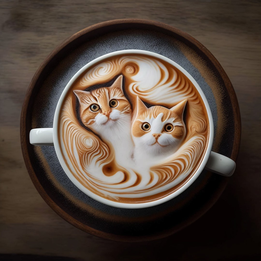 CATS LATTE ART Digital Illustration - Etsy Australia