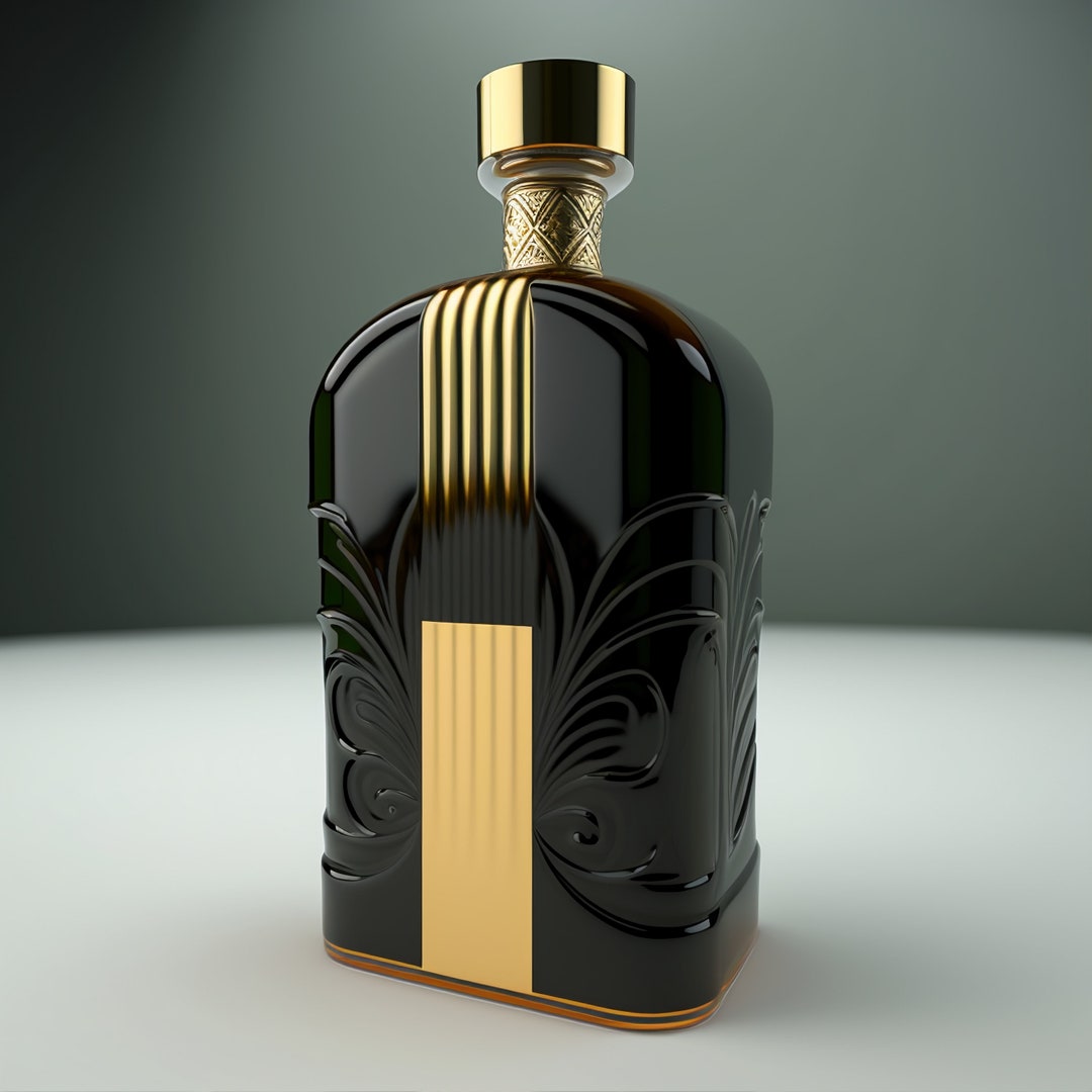 Art Deco Whisky Bottle Digital Illustration - Etsy