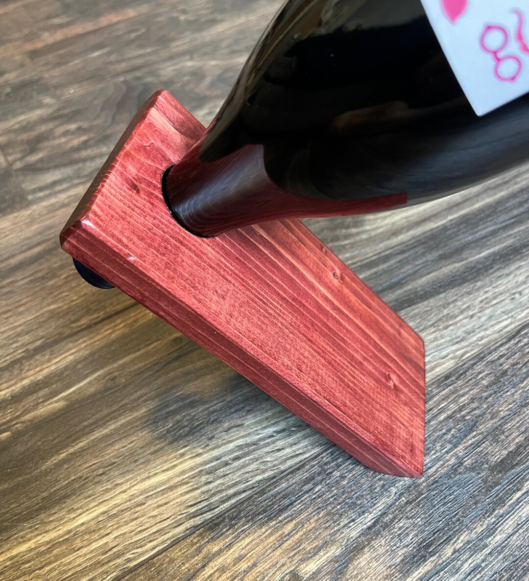 Balancing Wine Bottle Holder - Cabernet Stain - Etsy