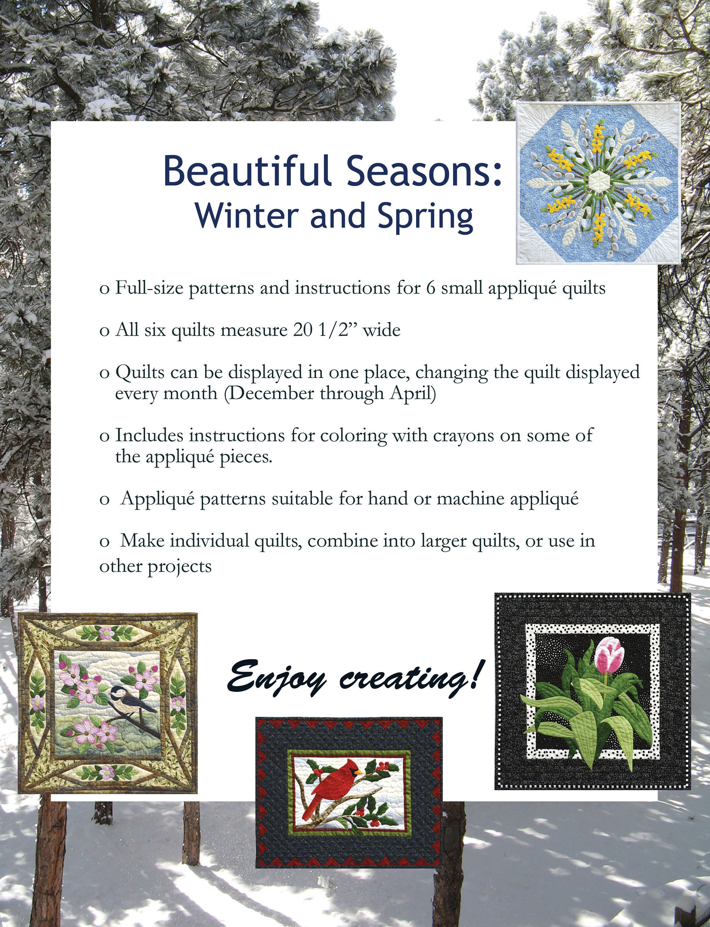 Beautiful Seasons: Winter and Spring Applique Quilt Patterns - Etsy