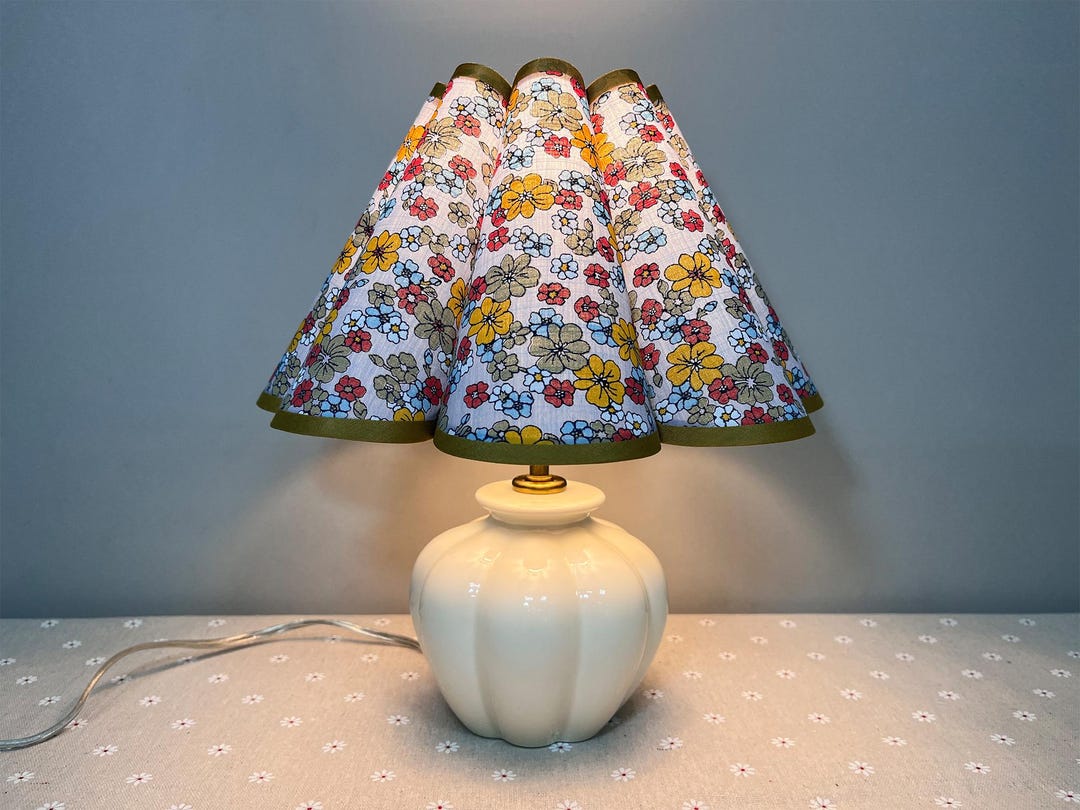 Floral Petal Table Lamp: Rustic Ceramic Base Bedside Light - Etsy