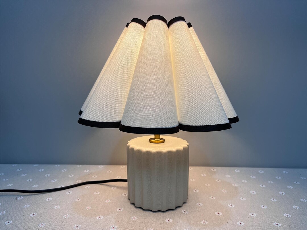 Handmade Cream Scalloped Table Lamp: Ceramic Bedside Lighting - Etsy