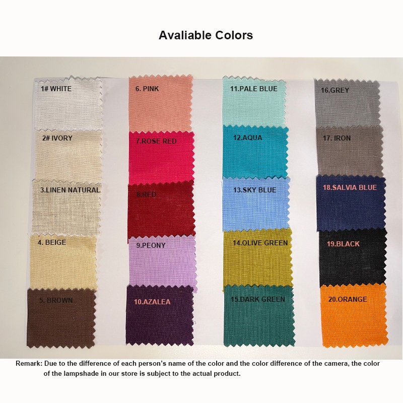 Linen Lampshade, Fabric Lamp Shades, Avaliable in 20 Colors. - Etsy