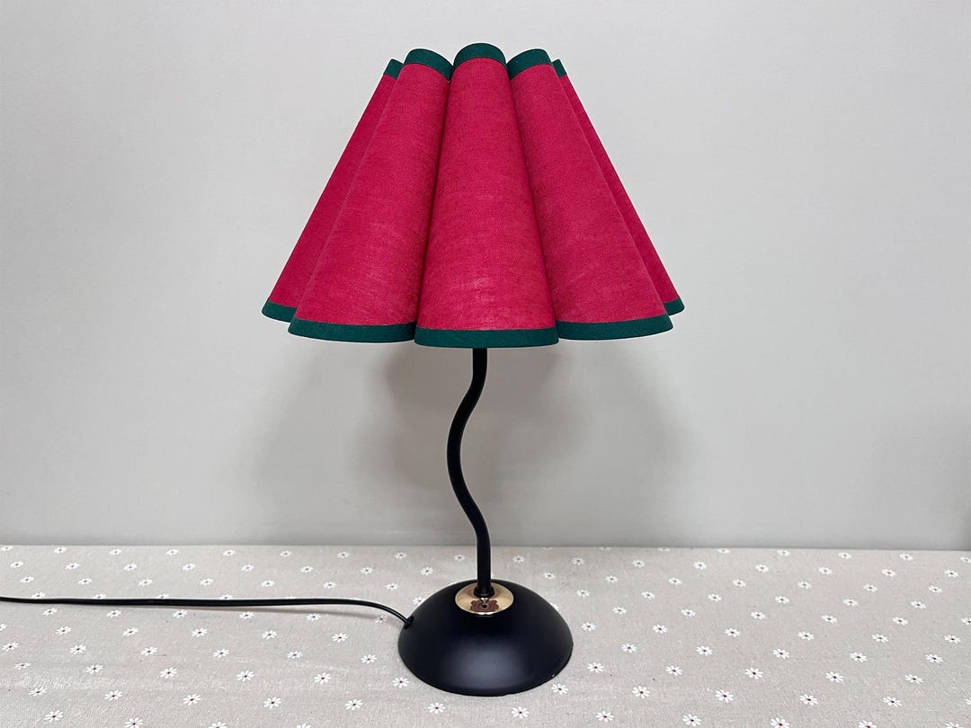Red Lampshade With Green Trim for Table Lamp, Christmas Table Lamp ...