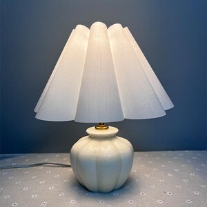 White Table Lamp, Bed Lamp Made of Pumpkin Ceramic Base and Fabric Lamp ...