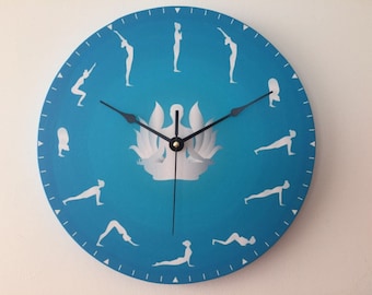 Day&night Yoga Clock, Vinyl Yoga Wall Clock, Yoga Gift, Gift for Yoga ...