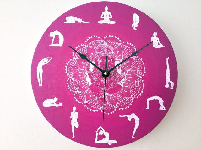 Pink Ganesha Yoga clock Vinyl yoga wall clock Gift for yoga - Etsy 日本