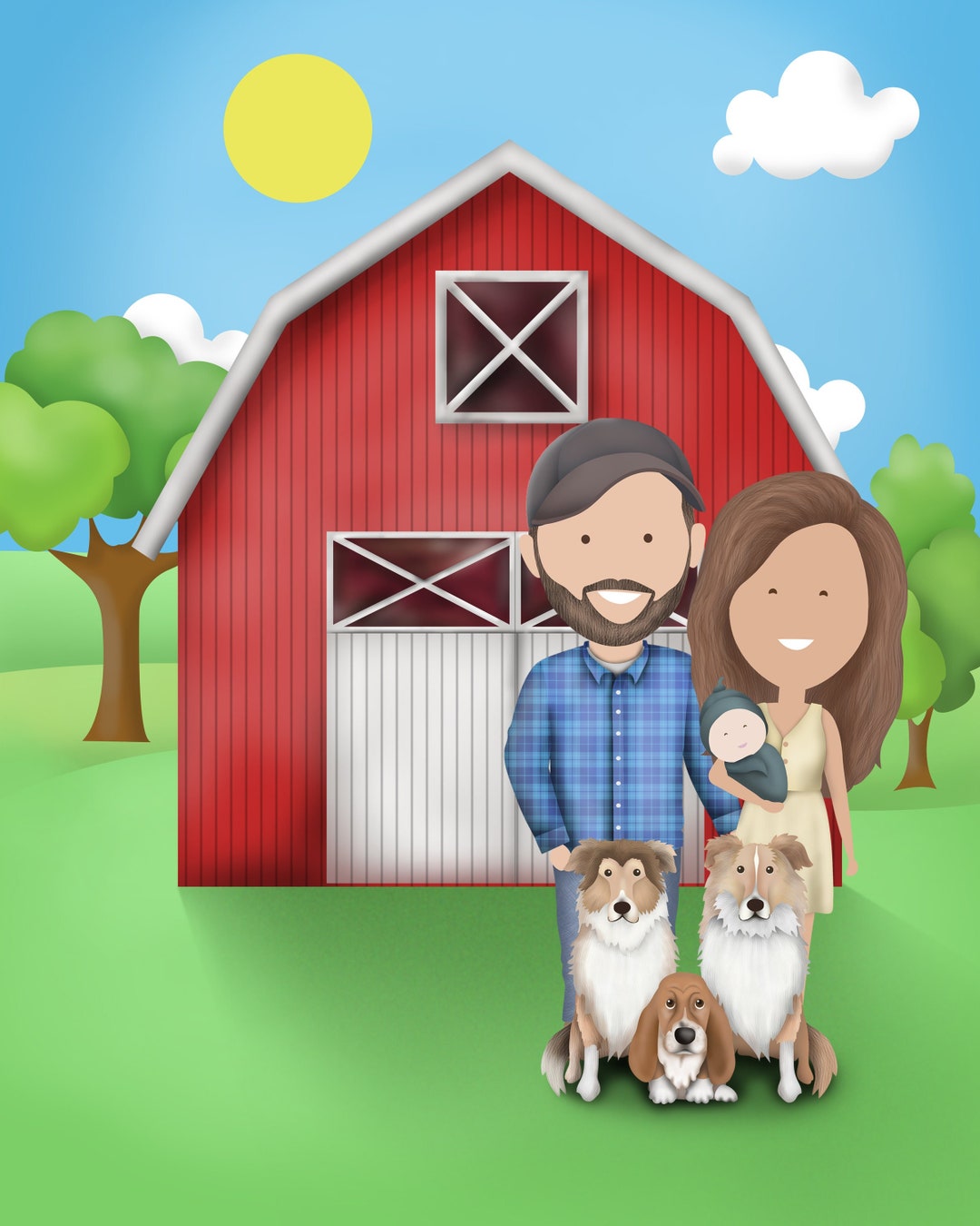 Add-on: Farm Scene / Red Barn Background - Farm Theme Custom Art, Barn ...