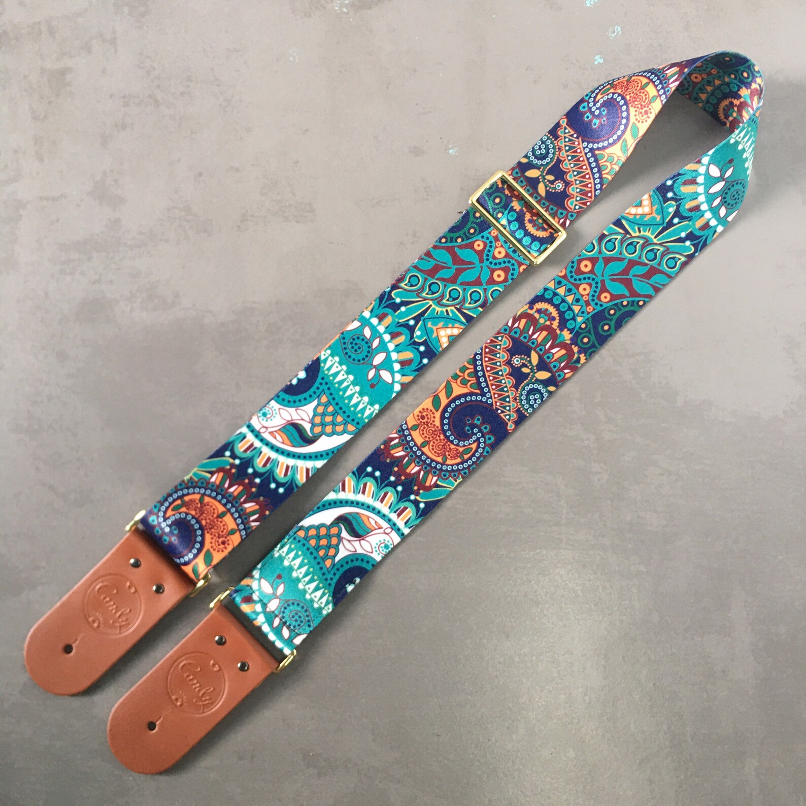 Mixed Green Guitar Strap: Genuine Leather, Personalized Option - Etsy