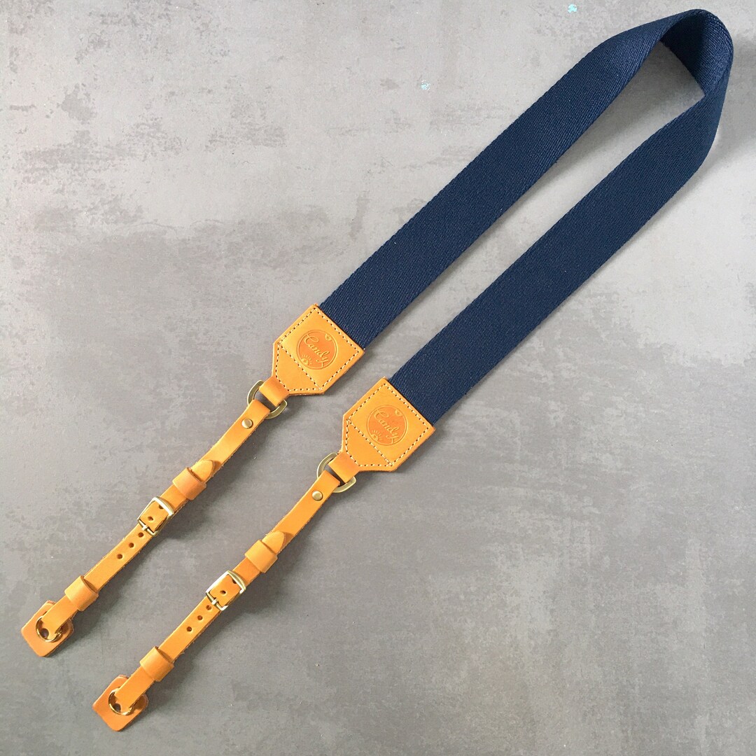 Genuine Leather Navy Camera Neck Shoulder Strap for SLR DSLR Leica Fuji ...