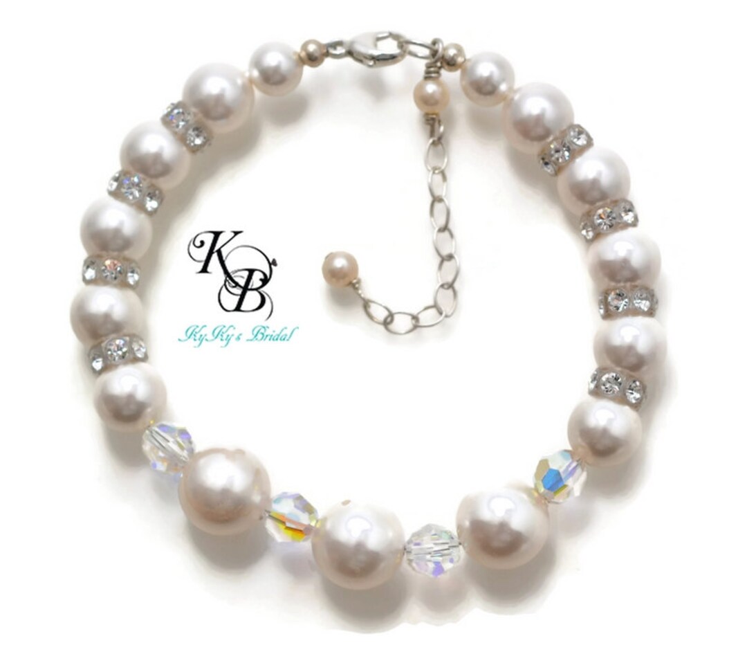 Pearl Bridal Bracelet Pearl Wedding Jewelry Pearl Bracelet Bridesmaid ...
