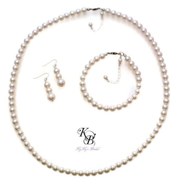 Bridal Jewelry SET Simple Wedding Jewelry Swarovski Pearl - Etsy