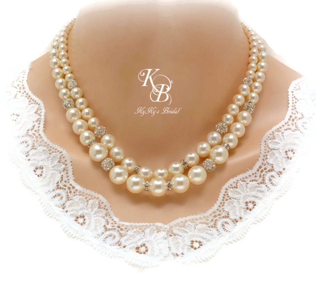 Collana di perle a doppio filo, collana di perle grosse, collana da ...