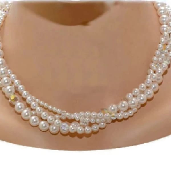 Multi Strand Pearl Necklace - Etsy