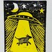 UFO Cow "goodbye" Linocut Print - Etsy