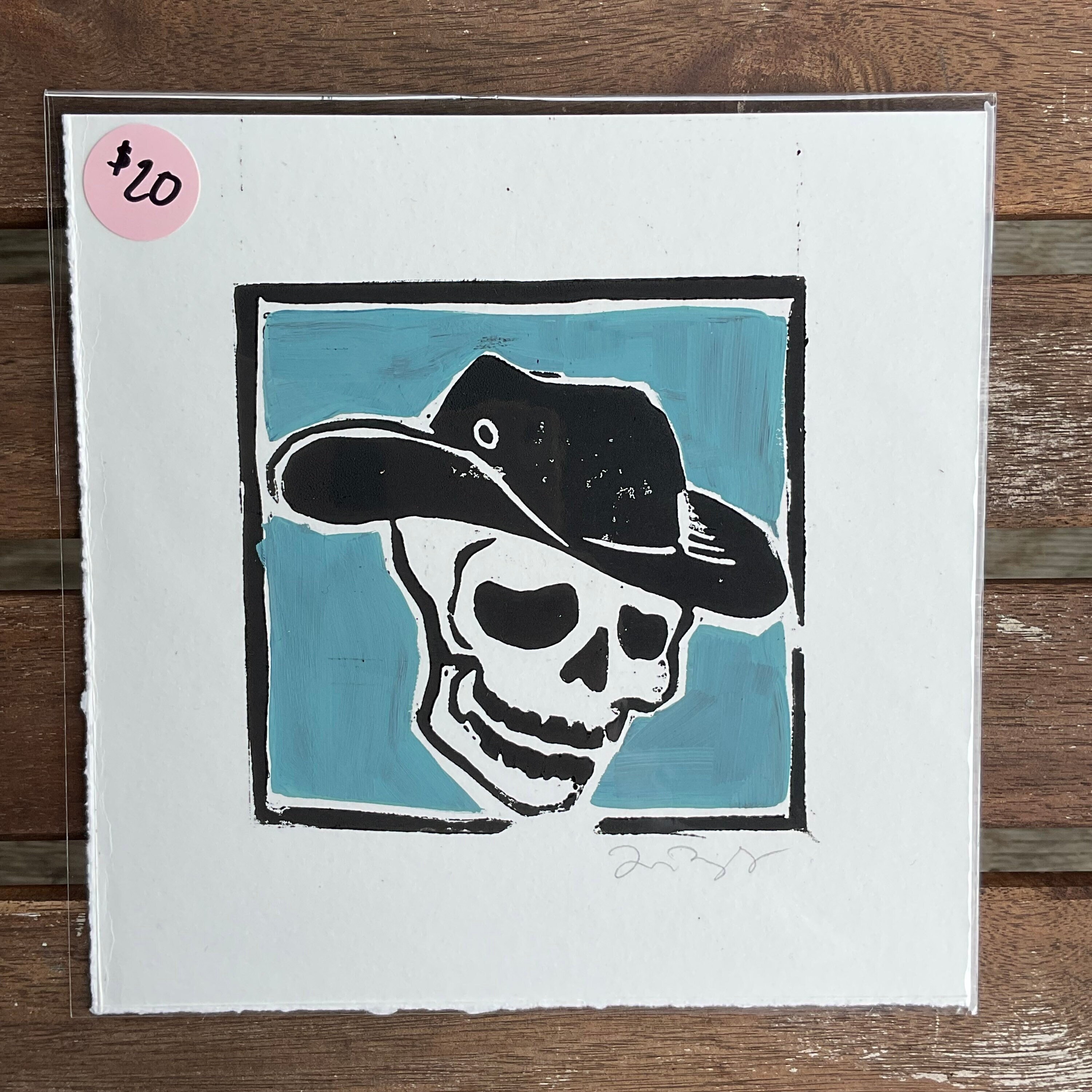 Skeleton Cowboy Linocut Print - Etsy
