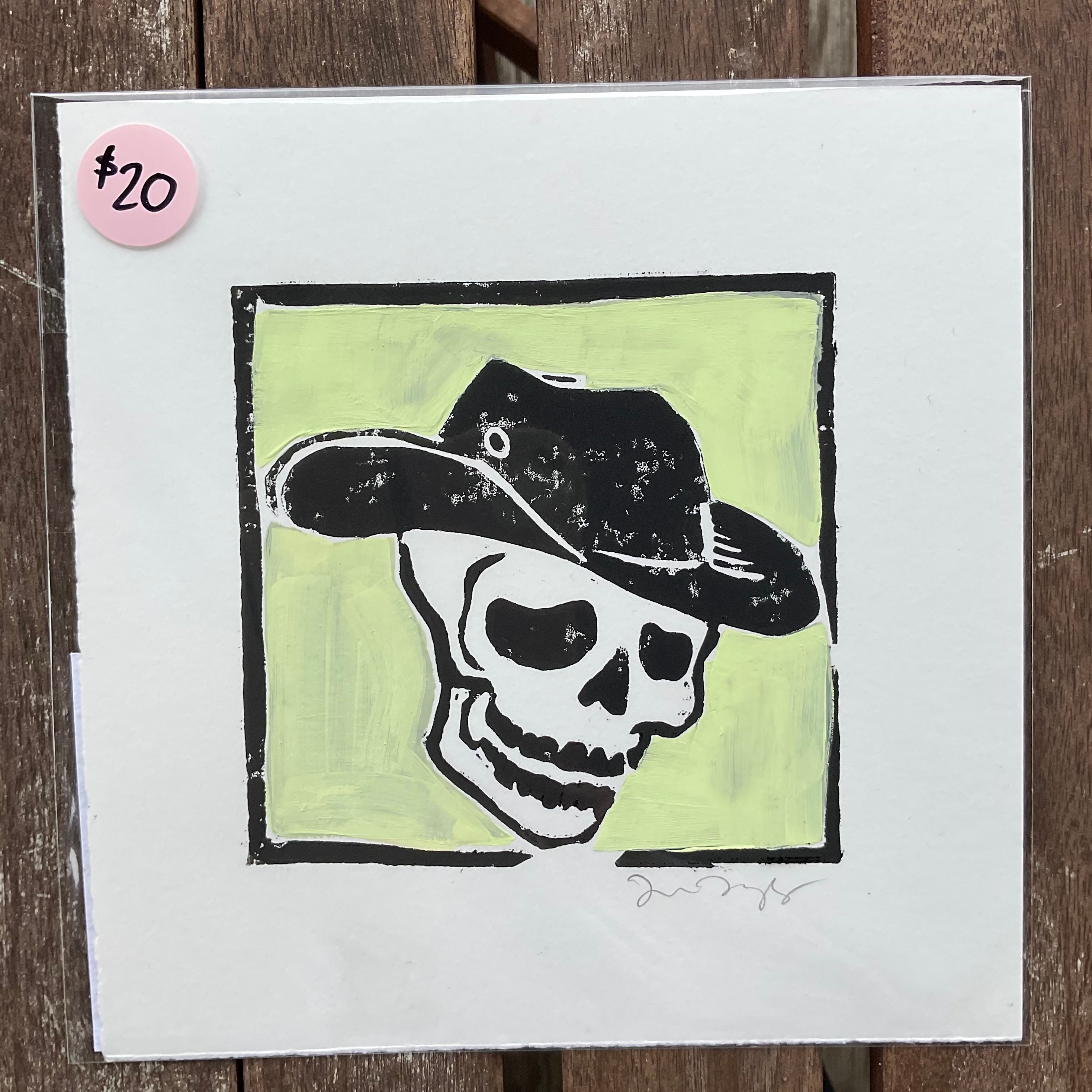 Skeleton Cowboy Linocut Print - Etsy