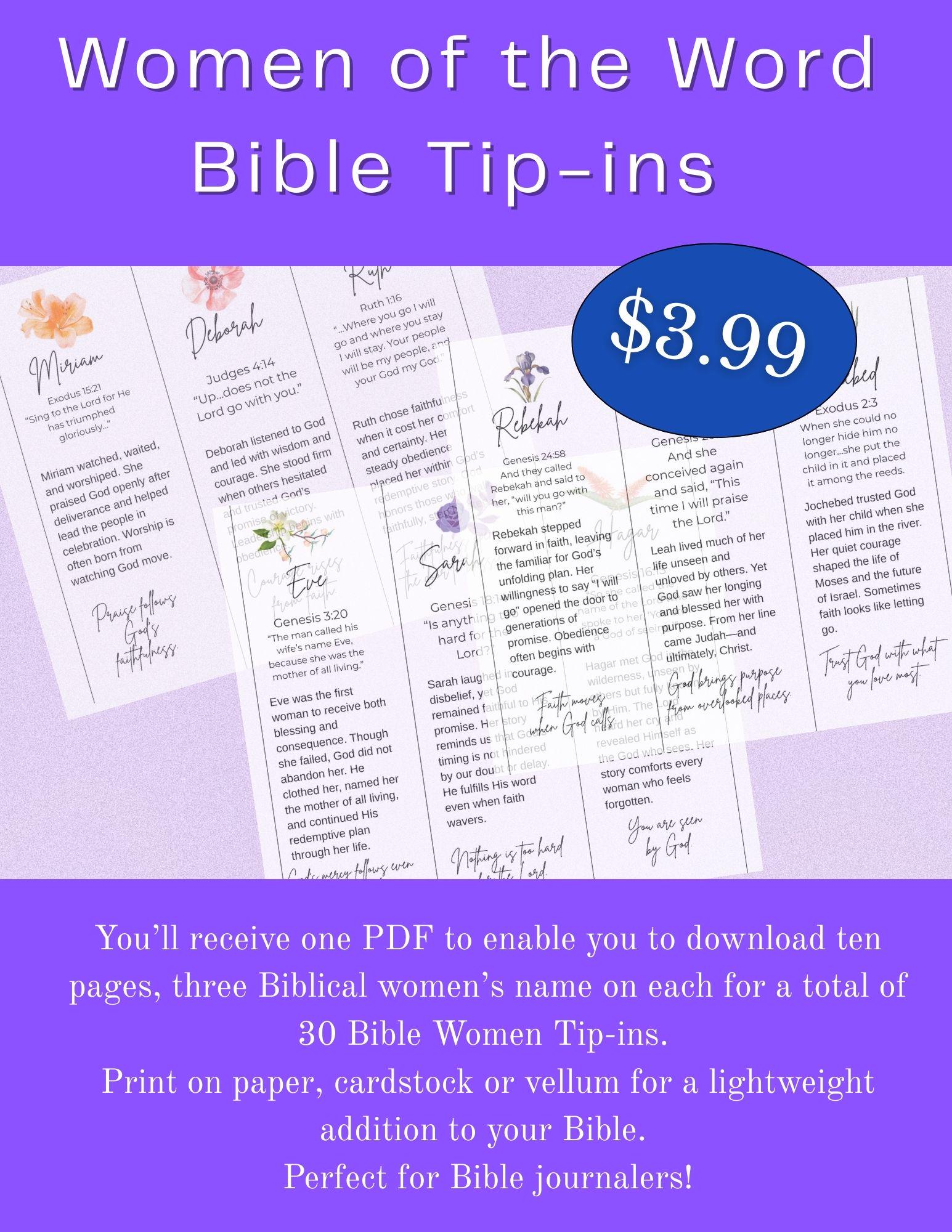 Women of the Word Bible Tip-ins | Bible Character of Women of the Bible ...