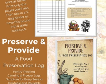15 PAGE Food Preservation Log | Digital Download - PDF | Canning ...