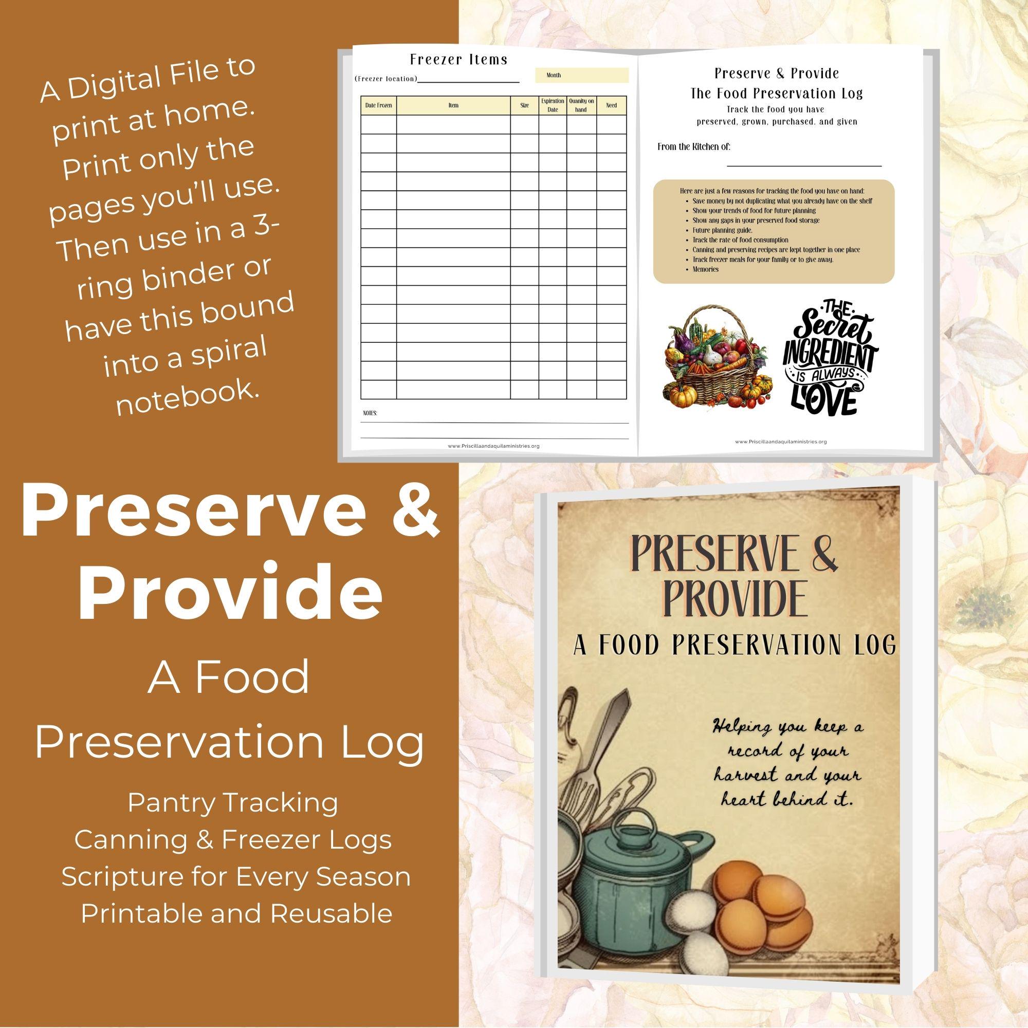 PRESERVE & PROVIDE: a Food Preservation Log - Etsy