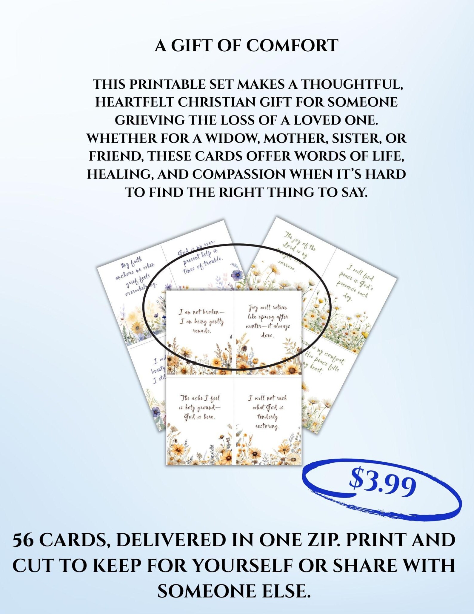 Printable Grief Cards With Scripture | Christian Encouragement for Loss ...