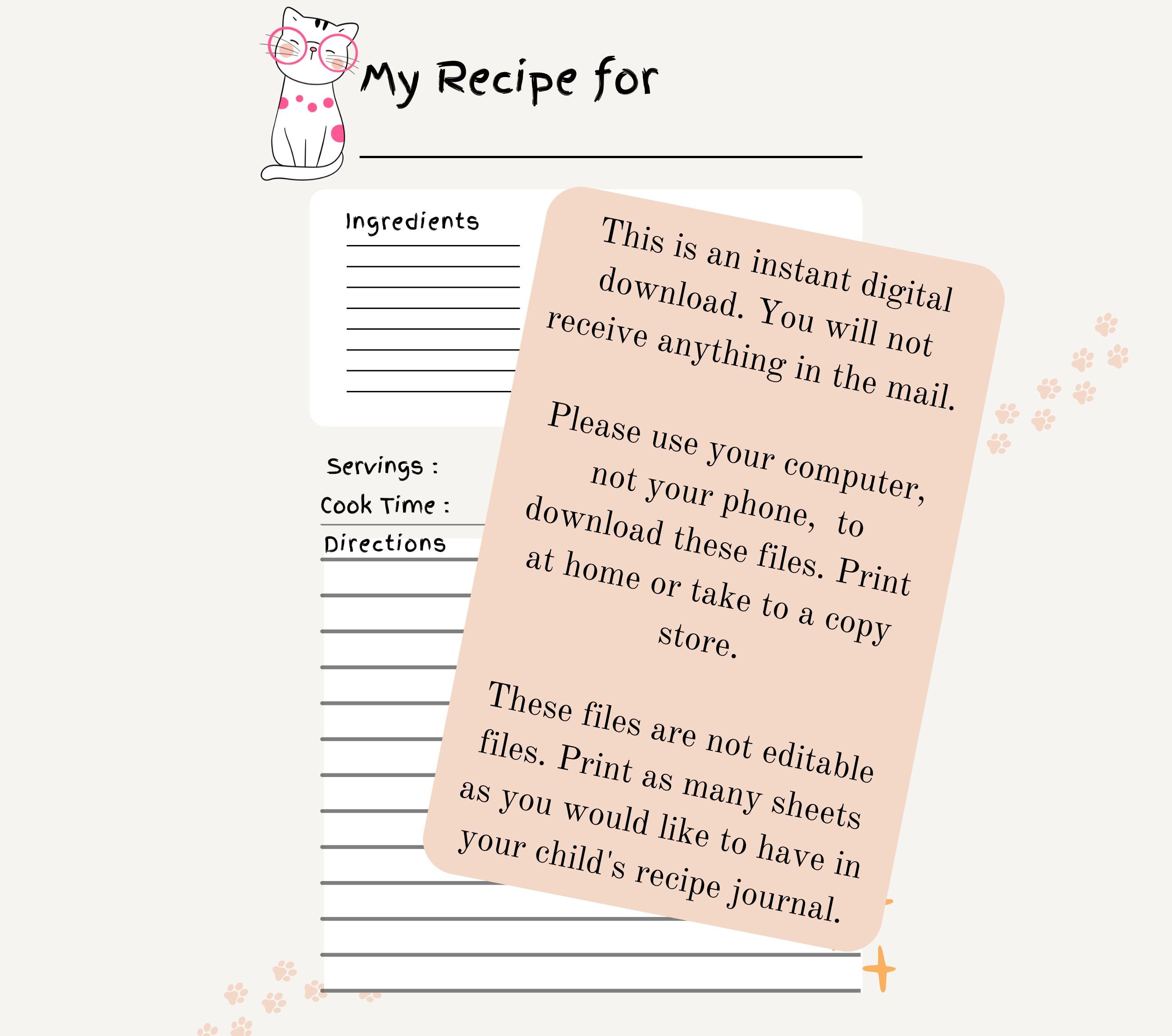 My Recipe Journal - Etsy