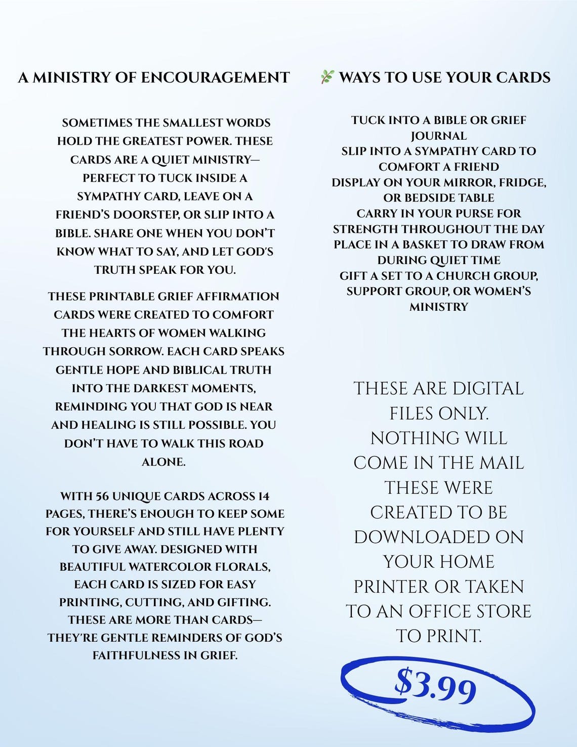 Printable Grief Cards With Scripture | Christian Encouragement for Loss ...