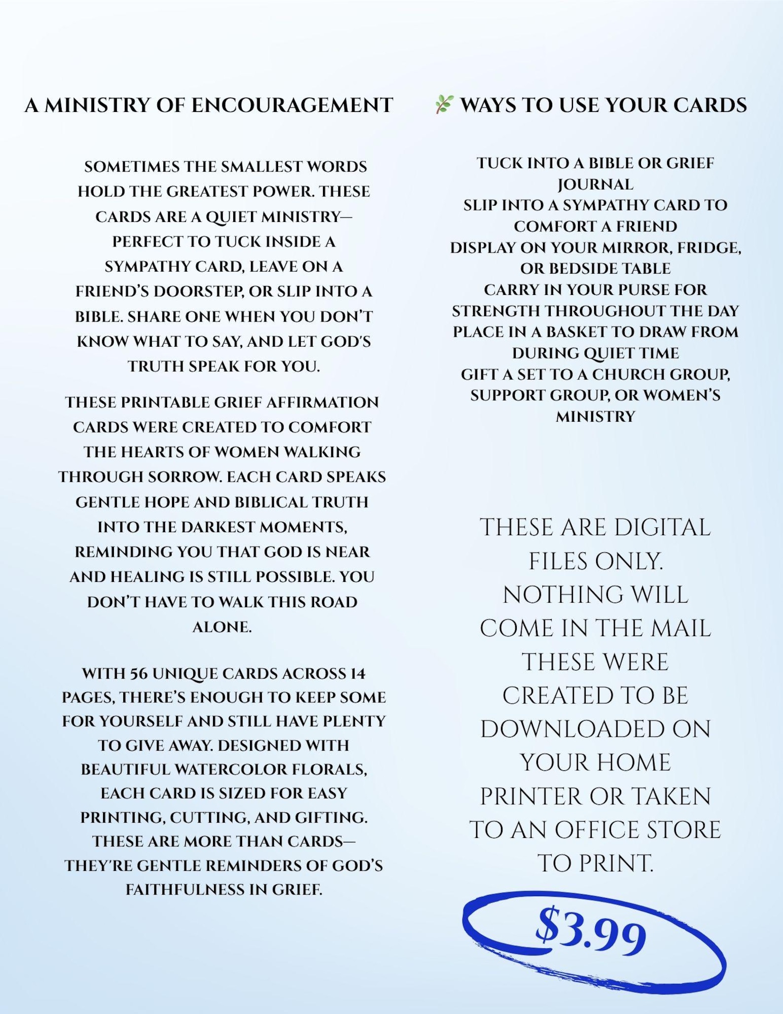 Printable Grief Cards With Scripture | Christian Encouragement for Loss ...