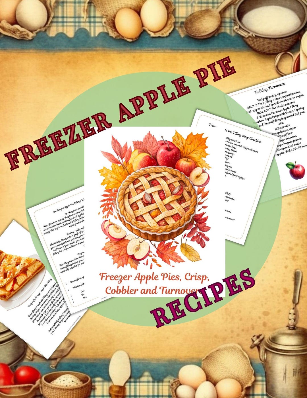 Freezer Apple Pie Recipe Collection: Baking Guide (digital Download) - Etsy