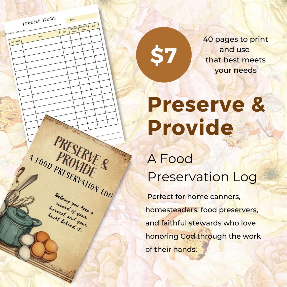 PRESERVE & PROVIDE: a Food Preservation Log - Etsy