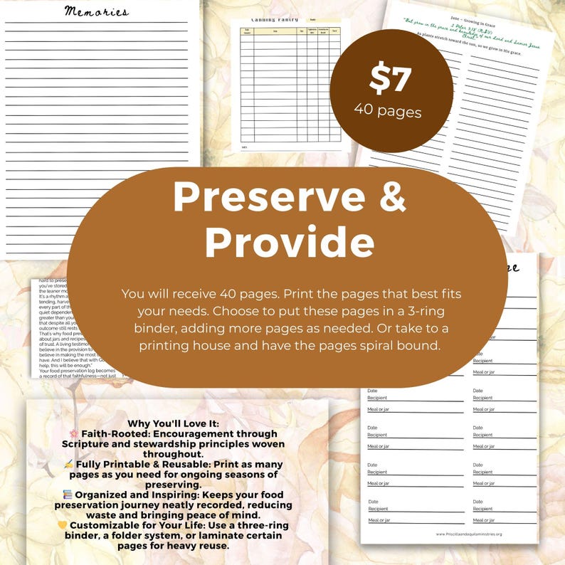 PRESERVE & PROVIDE: a Food Preservation Log - Etsy