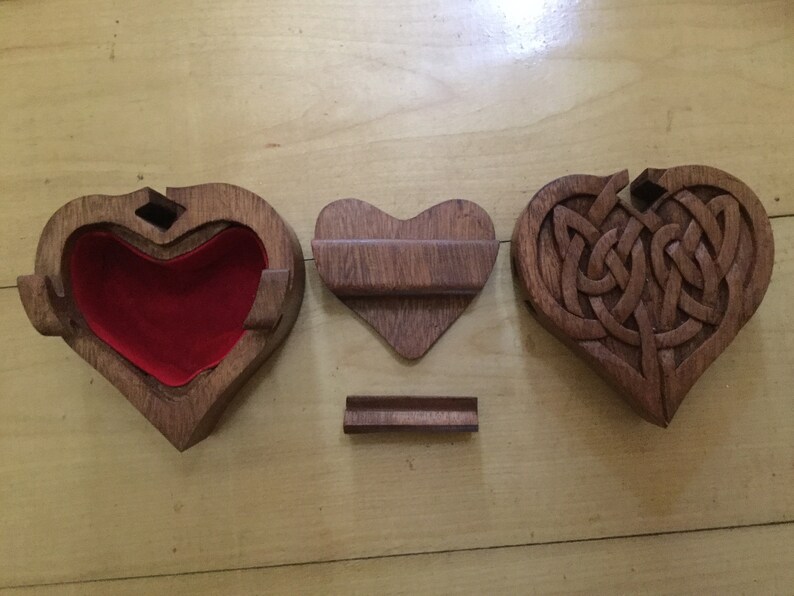 Hand Carved Wooden Celtic Heart Puzzle Box - Etsy