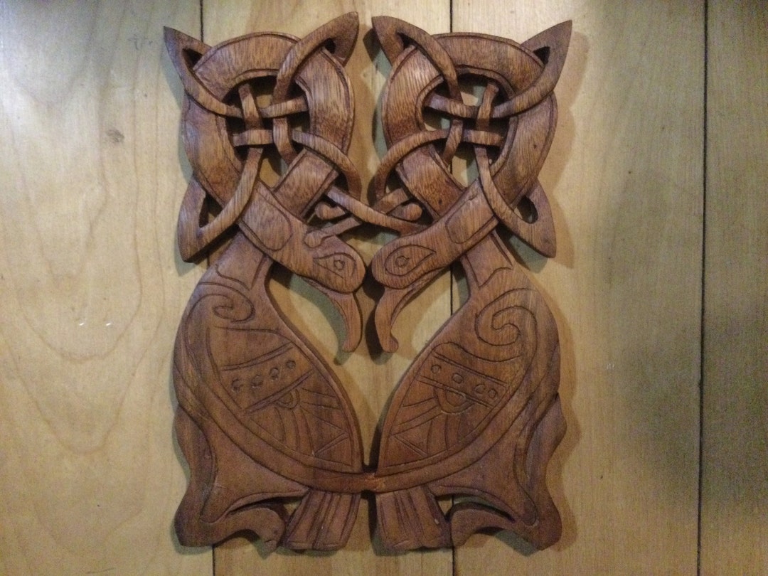 Double Geese Celtic Wood Carving - Etsy