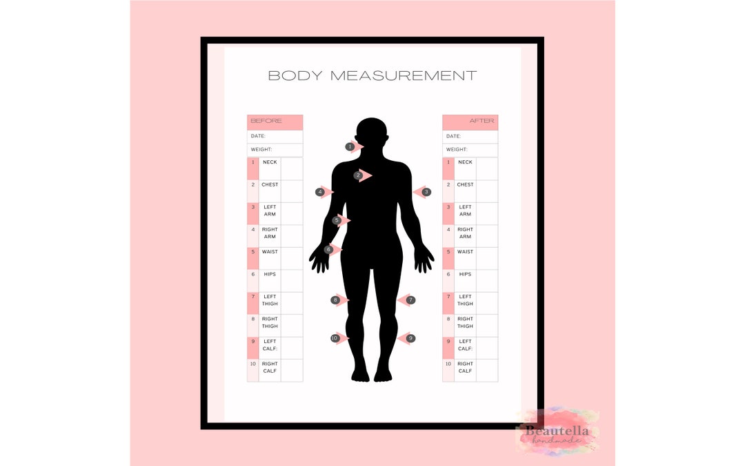Printable Body Measurement Tracker, Weightloss Tracker, Digital Print ...