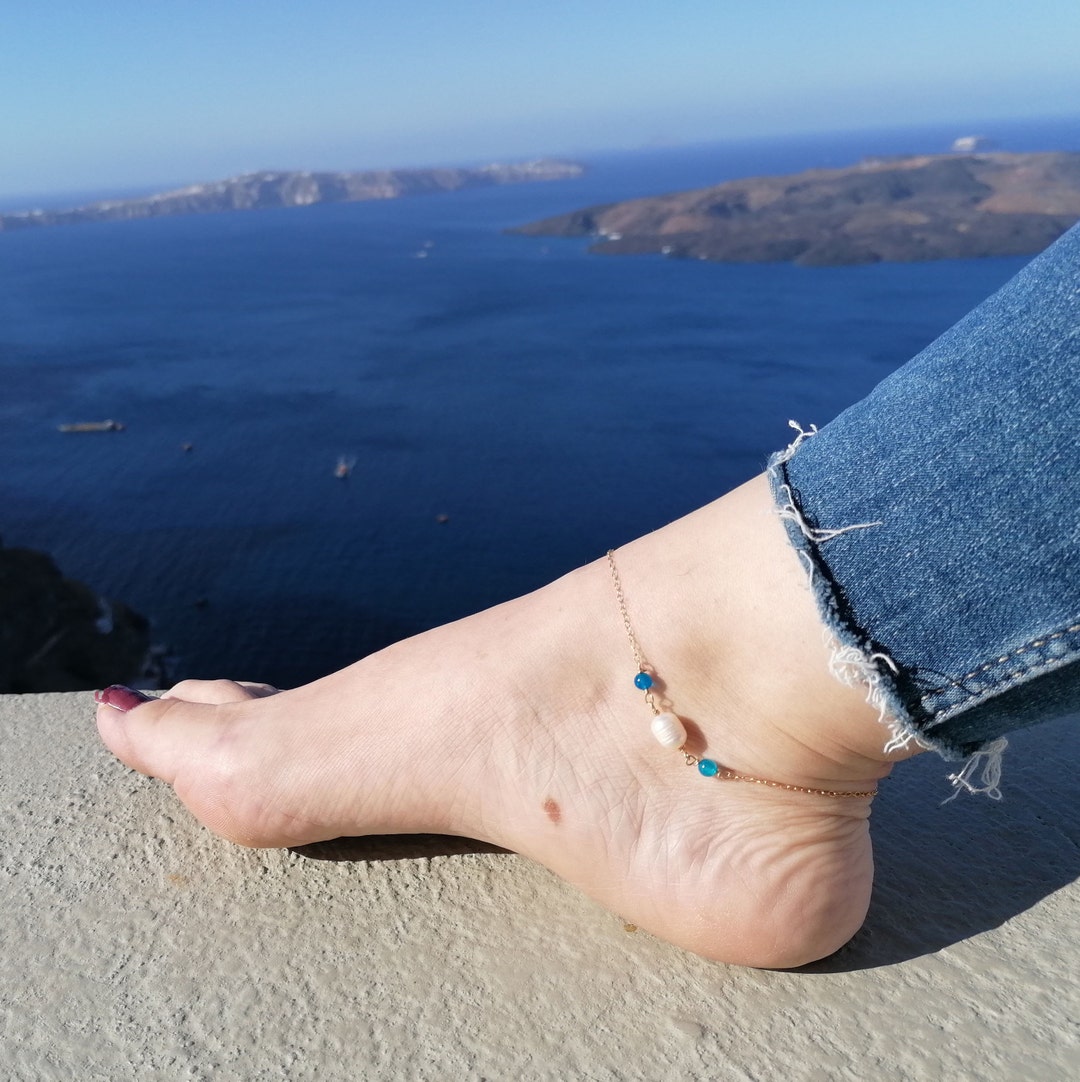 Beach Anklet, White Freshwater Pearl Anklet, 14k Gold Fill or 925 ...