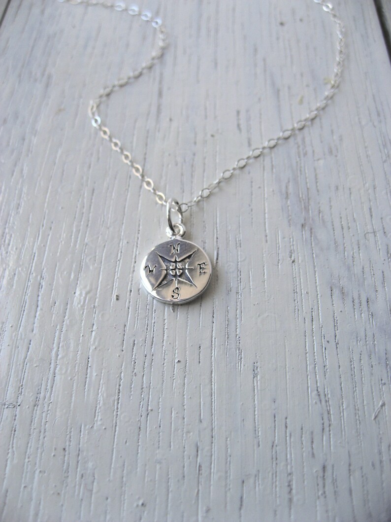 Tiny Compass Choker Necklace 925 Sterling Silver Graduation - Etsy