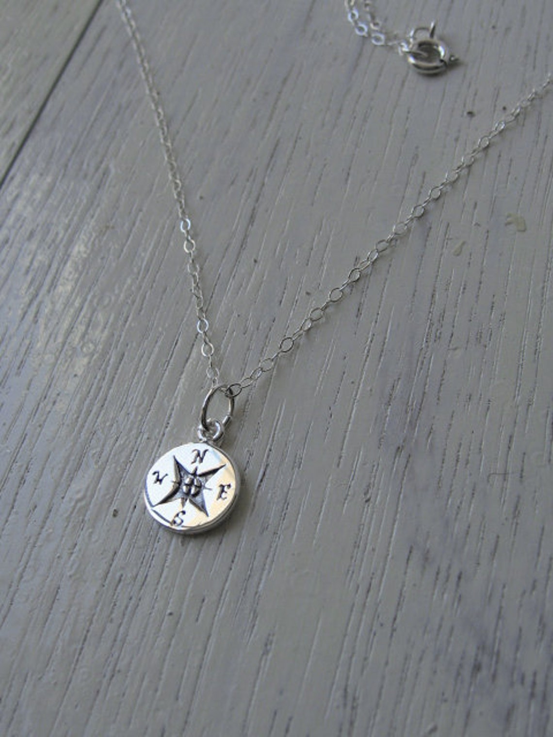 Tiny Compass Choker Necklace 925 Sterling Silver Graduation - Etsy