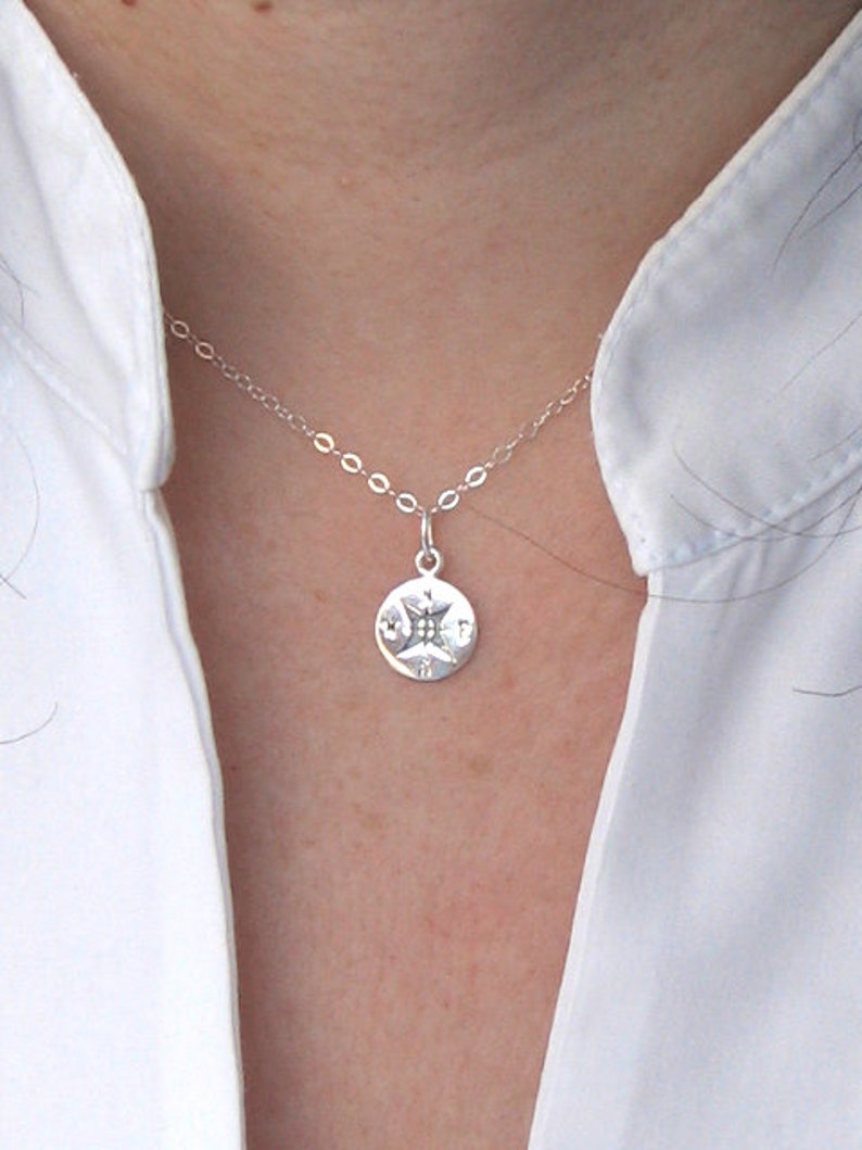 Tiny Compass Choker Necklace 925 Sterling Silver Graduation - Etsy