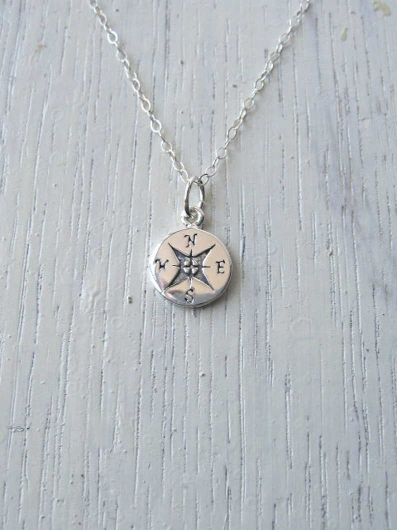 Tiny Compass Choker Necklace 925 Sterling Silver Graduation - Etsy