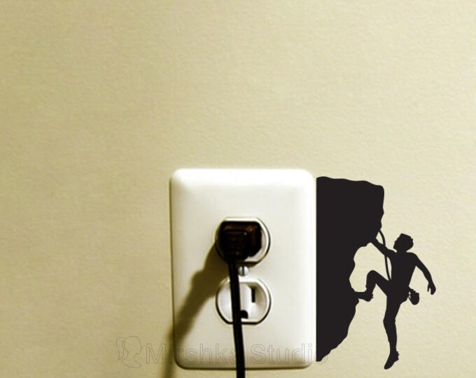 Rock Climbing Light Switch Decal Mountain Climbing Room Decor Rock ...