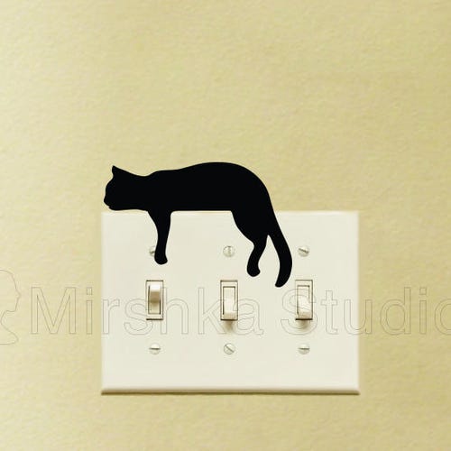 Cat Sitting Vinyl Decal Sticker Light Switch Kids Nursery - Etsy