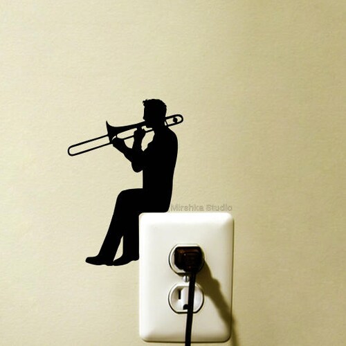 Trombone Player Light Switch Fabric Sticker Jazz Wall Decal - Etsy